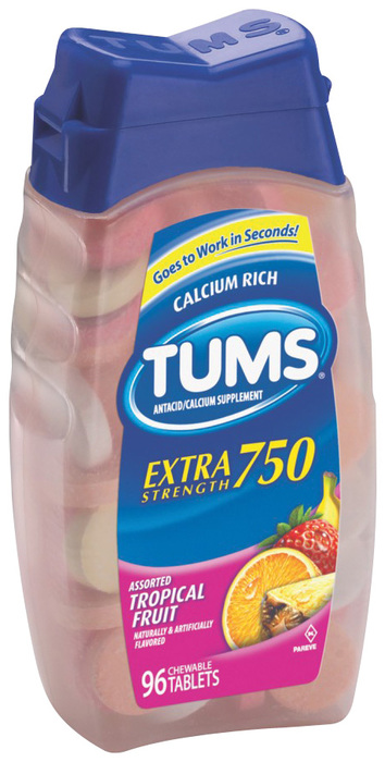 Tums Antacid/Calcium Supplement, Extra Strength, Tropical Fruit ...