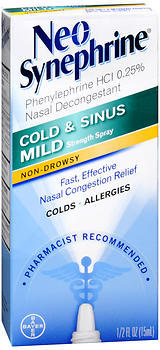 Neo-Synephrine Nasal Decongestant Spray, Mild Formula - 0.5oz ...