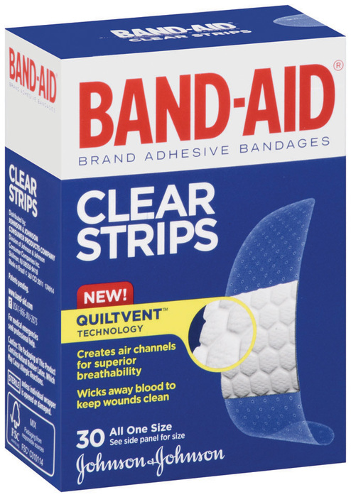 Band-Aid Adhesive Bandages, Clear, 3/4-inch Wide - 30ea - Medshopexpress