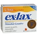 Ex-Lax Stimulant Laxative, Bisacodyl, 5 mg, Comfort Coated Pills - 48ea ...