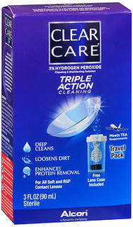 Clear Care Contact Lens Cleaning Disinfecting Solution Travel Pack - 3 ...
