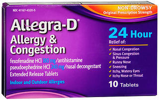 Allegra D 24 Hour Allergy & Congestion Tablets - 10 TAB - Medshopexpress