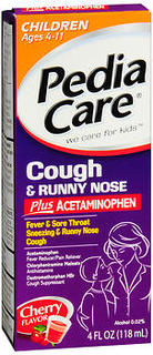 PediaCare Cough & Runny Nose plus Acetaminophen Liquid Cherry Flavor ...