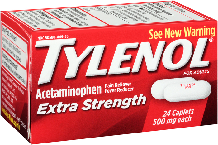 Tylenol Acetaminophen Extra Strength 500 Mg Caplets 24ea