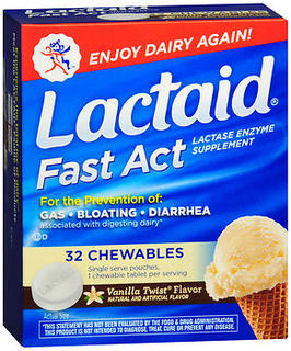 Lactaid Lactase Enzyme Supplement, Chewable Tablets, Vanilla Twist ...