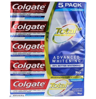 Colgate Total Advanced Whitening Toothpaste - 5 Pack (Five 6.4oz / 181g ...