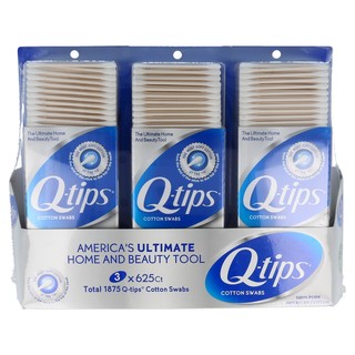 Q-TIPS 100% PURE COTTON SWABS TRI-PACK - 1875 CT (Incl. 3 Containers of ...