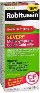 Robitussin Severe Multi-Symptom Cough Cold + Flu Liquid - 4 OZ ...